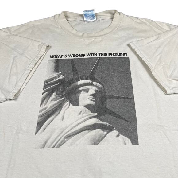 Vintage | Shirts | Vintage Aclu Statue Of Liberty White Graphic 9s T ...